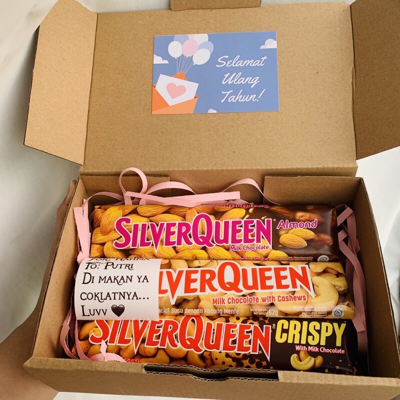 Jual Kado Hampers Coklat Silverqueen 3 pcs 62 gr Untuk Hadiah Valentine ...