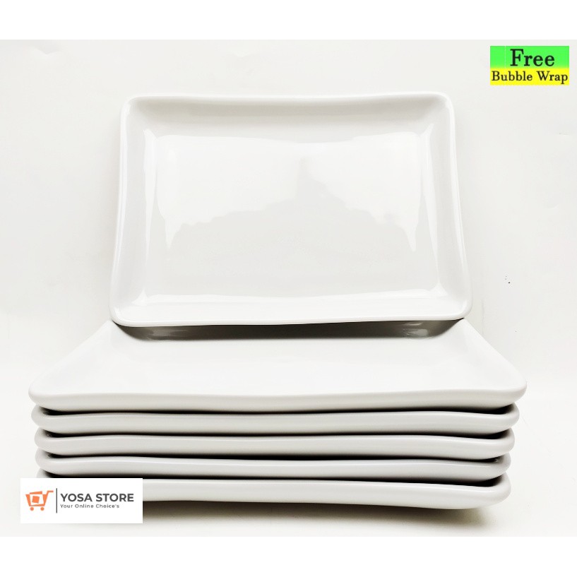 Jual Piring Saji Segi Empat Putih Polos 20cm x 14cm - 6 Pcs | Shopee ...