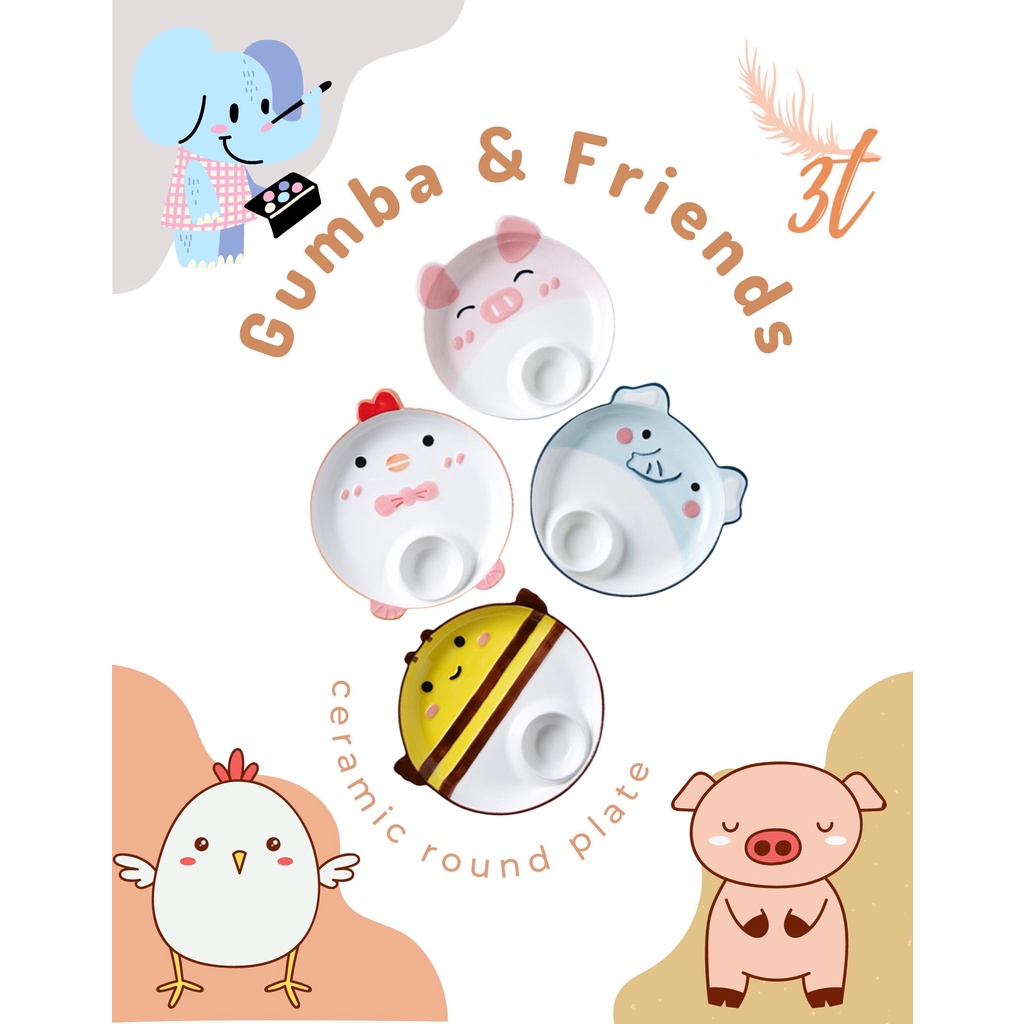 Jual Gumba & Friends Ceramic Round Plate / Piring / Piring Leramik ...