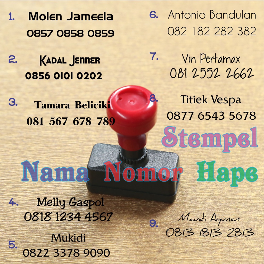 Jual stempel nama nomor kontak nota marketing hp flash otomatis ...