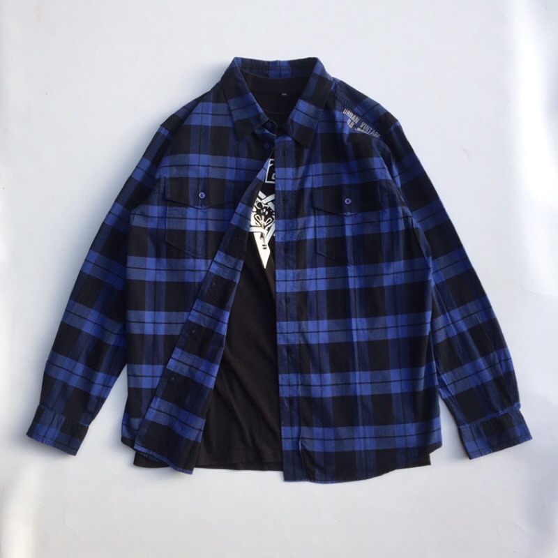 Jual Kemeja Flannel Kotak Biru Hitam | Shopee Indonesia