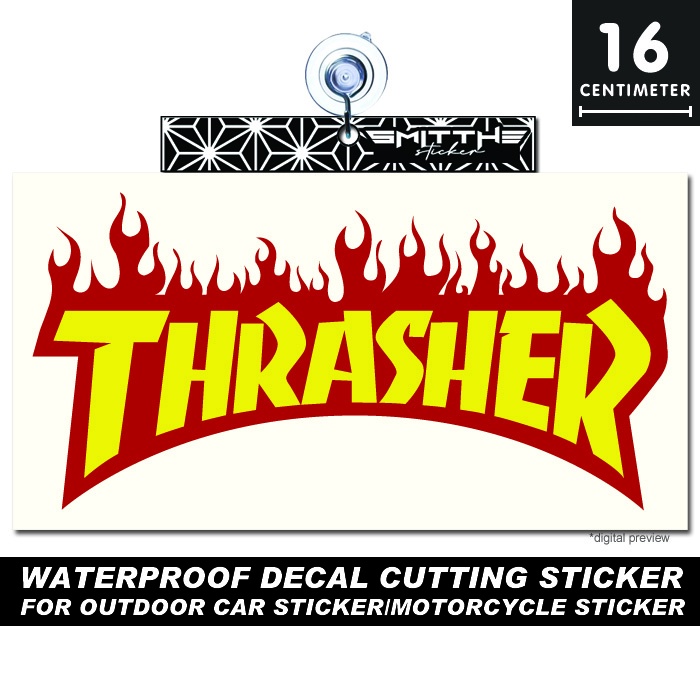 Jual Stiker THRASHER Cutting Sticker Decal Waterproof aksesoris Motor ...