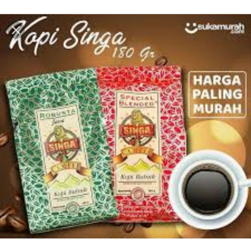 Jual PROMO KOPI SINGA Special Blended/Robusta Java/Arabika Java - 180gr ...