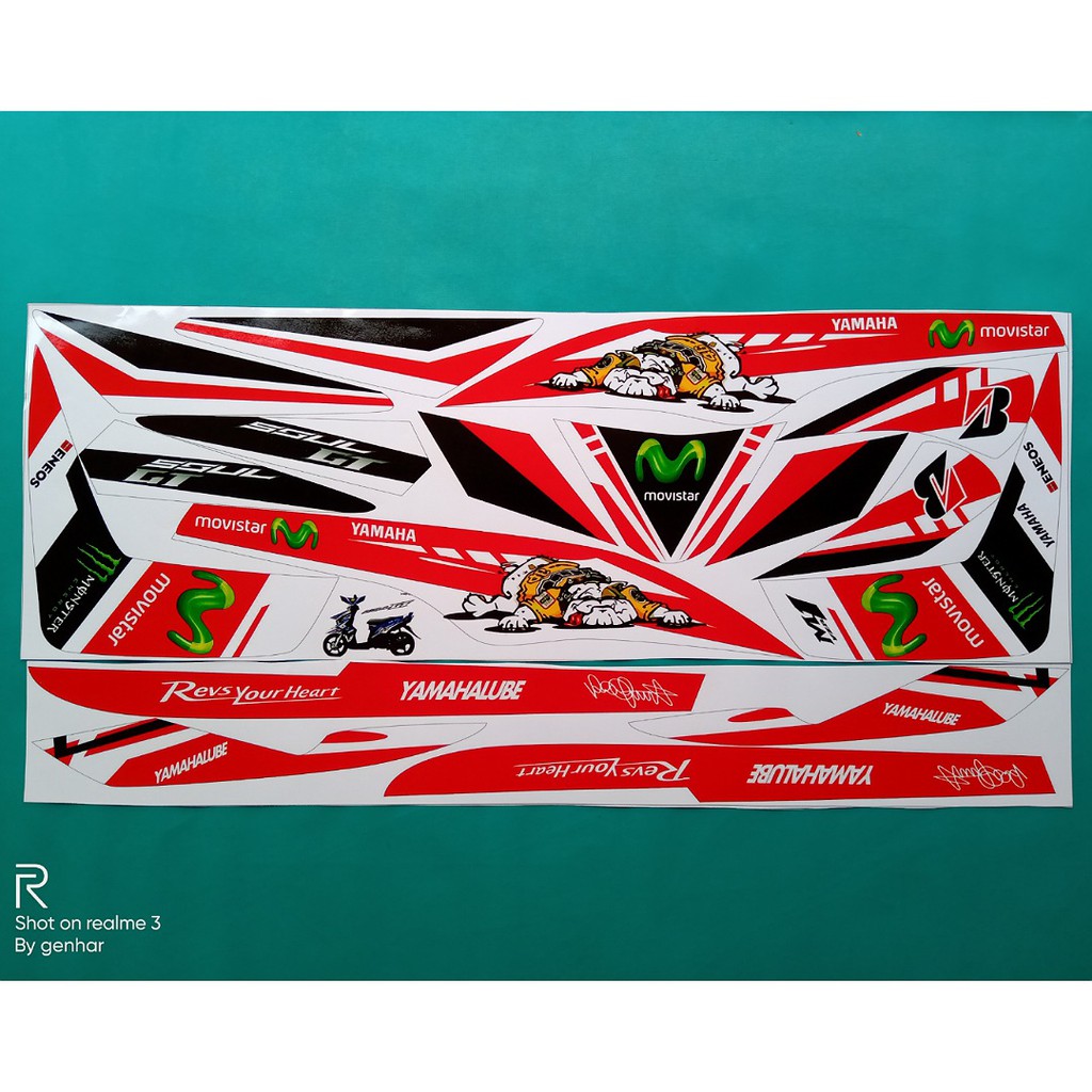 Jual Stiker variasi motor Mio Soul GT movistar merah | Shopee Indonesia