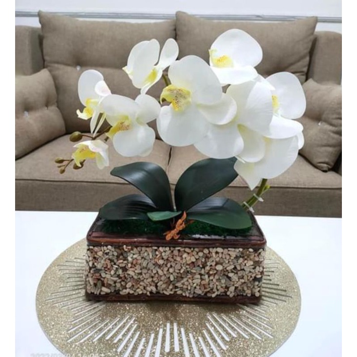 Jual anggrek latex set vas/HOME decor bunga anggrek latex/shabic bunga ...