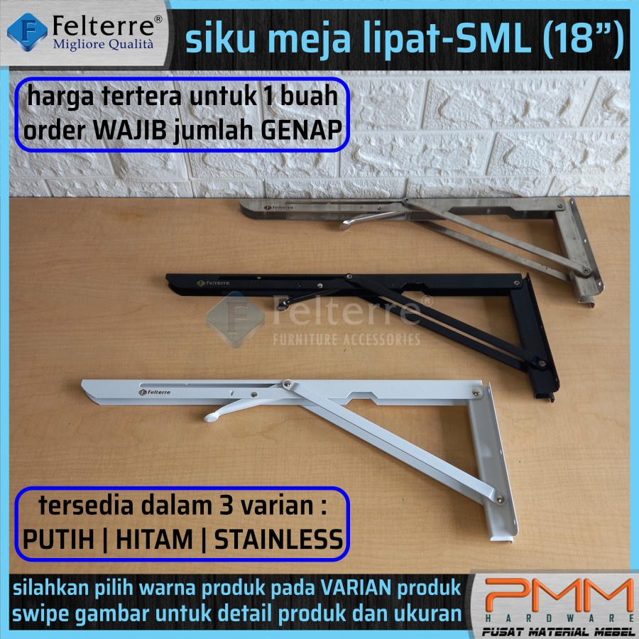 Jual siku meja lipat SML 18" FELTERRE | folding hinge table engsel ...
