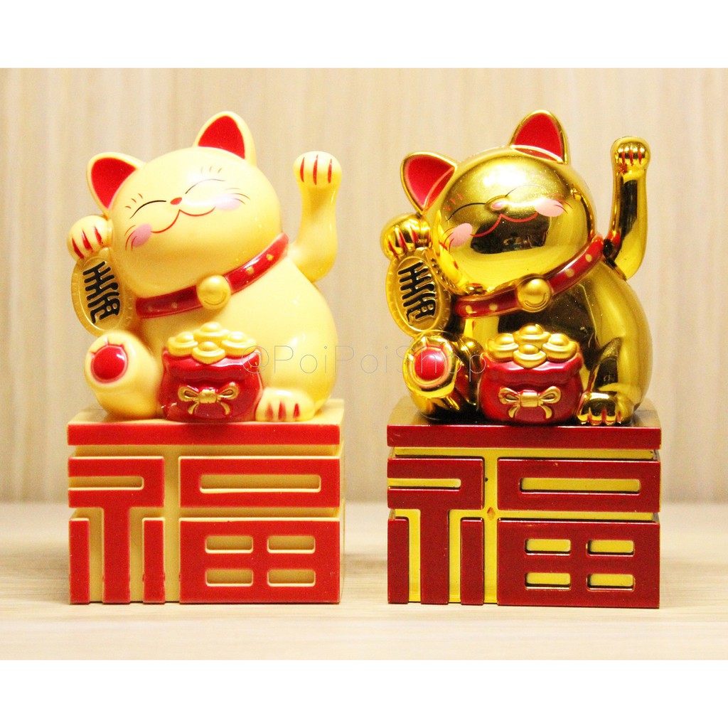 Jual Patung Boneka Kucing Hoki Lucky Cat 11cm Sedang Maneki Neko Yuan ...