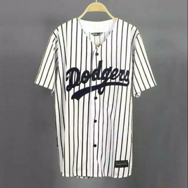 Jual Jersey Baseball Pria Wanita Dodgers salur putih | Shopee Indonesia
