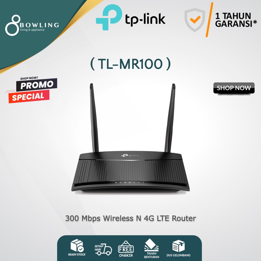 Jual TP LINK MR100 300 Mbps Wireless N 4G LTE Router Simcard TP-LINK TL ...