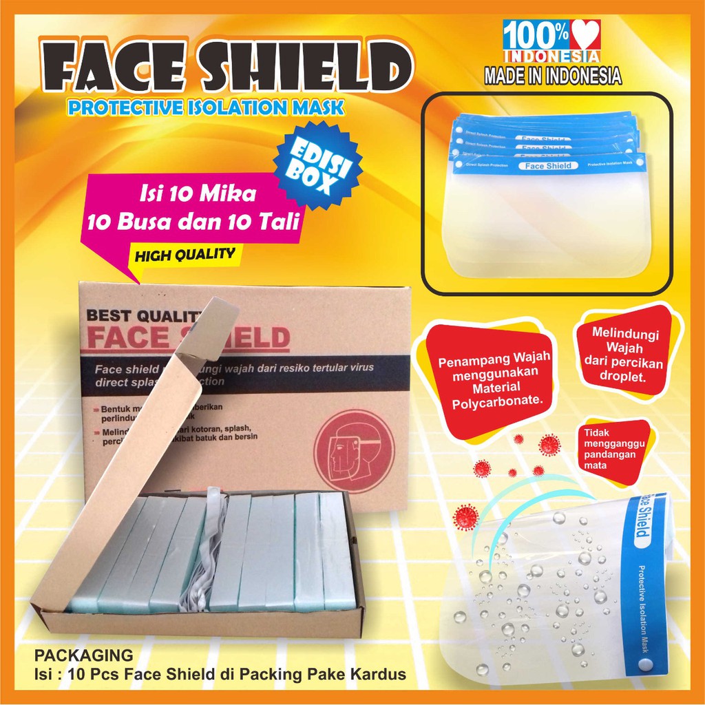 Jual FACE SHIELD BUSA KEKINIAN PAKET 5 BOX, 1 BOX ISI 10 PCS | Shopee ...