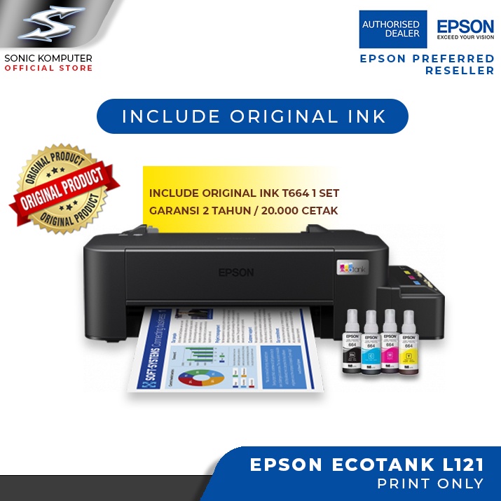 Jual Printer EPSON ECOTANK L121 Print Only INK TANK Infus Pabrik Ganti ...