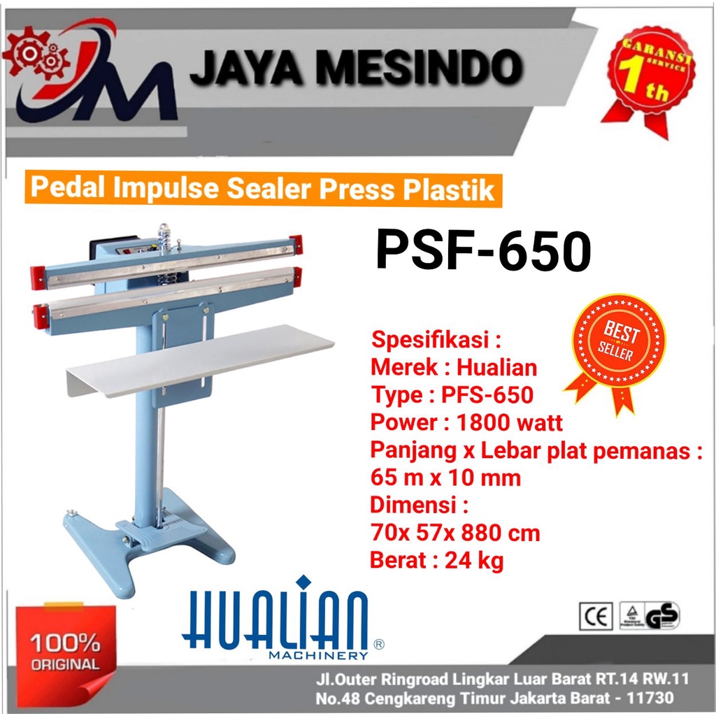 Jual Mesin Segel Plastik / Pedal Sealer / Impulse Sealer PSF-650 Hualian | Shopee Indonesia