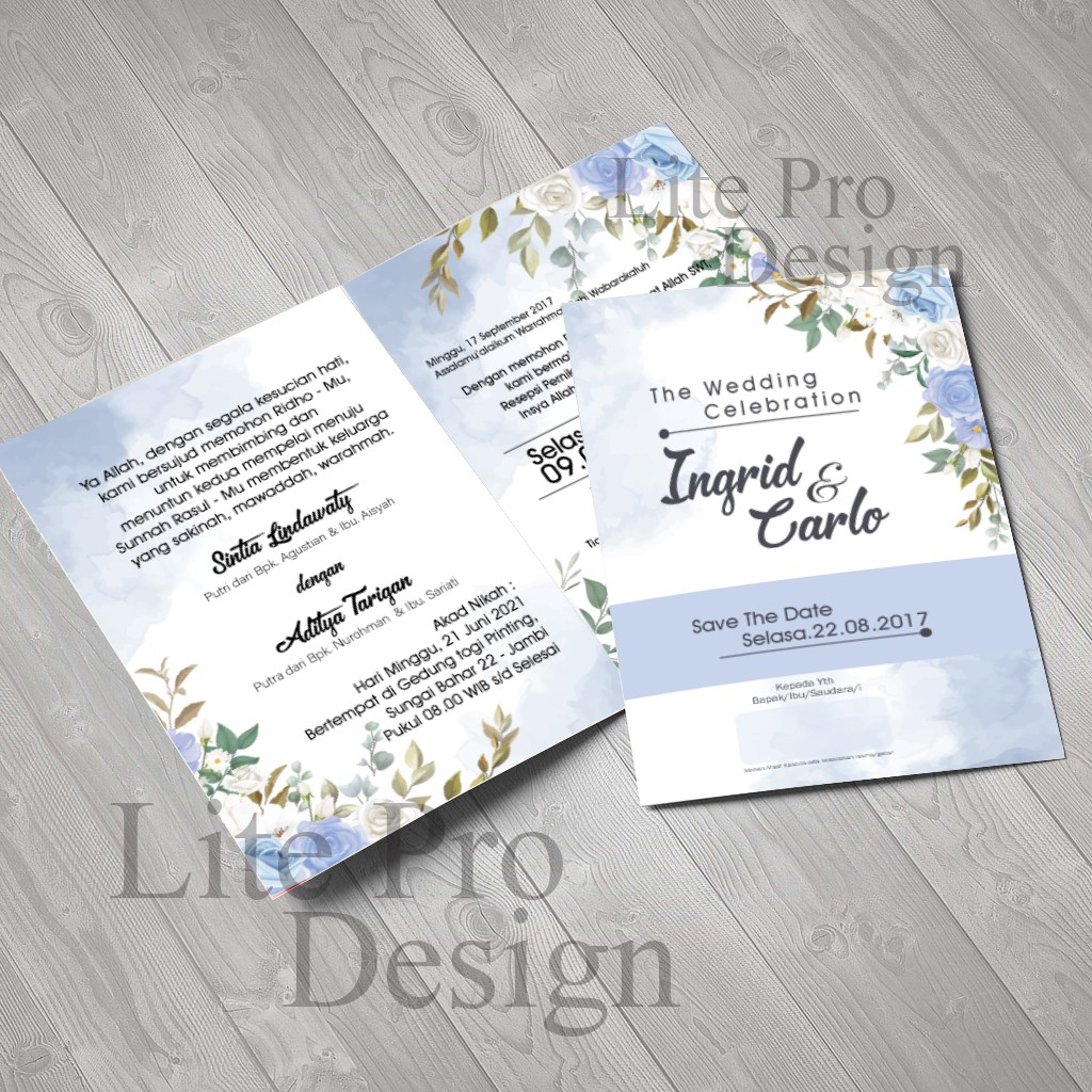 Jual UNDANGAN PERNIKAHAN RUSTIC FLOWER BLUE | Shopee Indonesia
