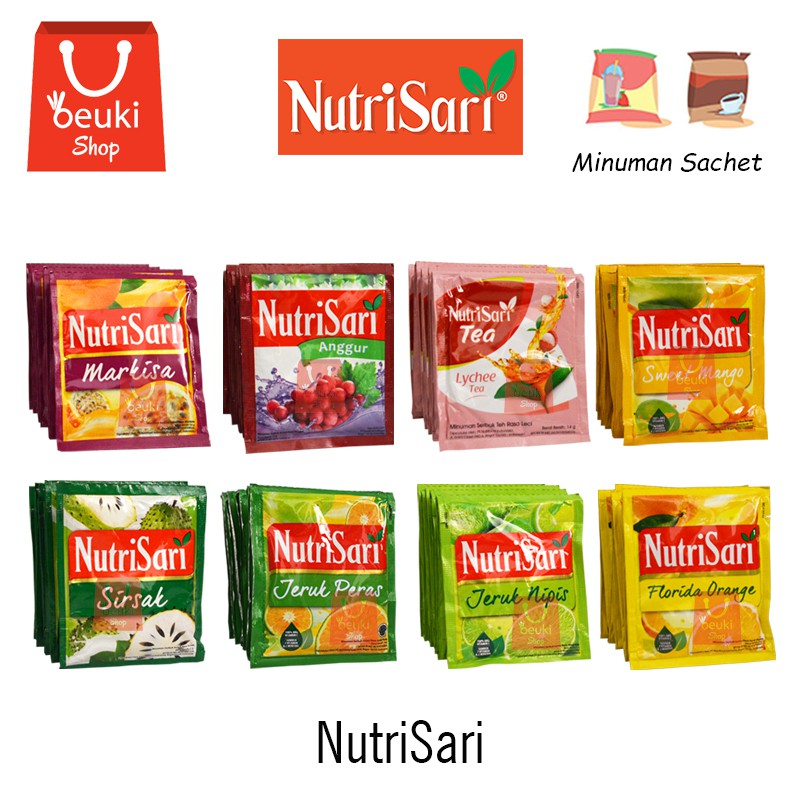 Jual Nutri Sari Minuman Sachet Aneka Rasa Buah - 10pcs x 14gr | Shopee ...