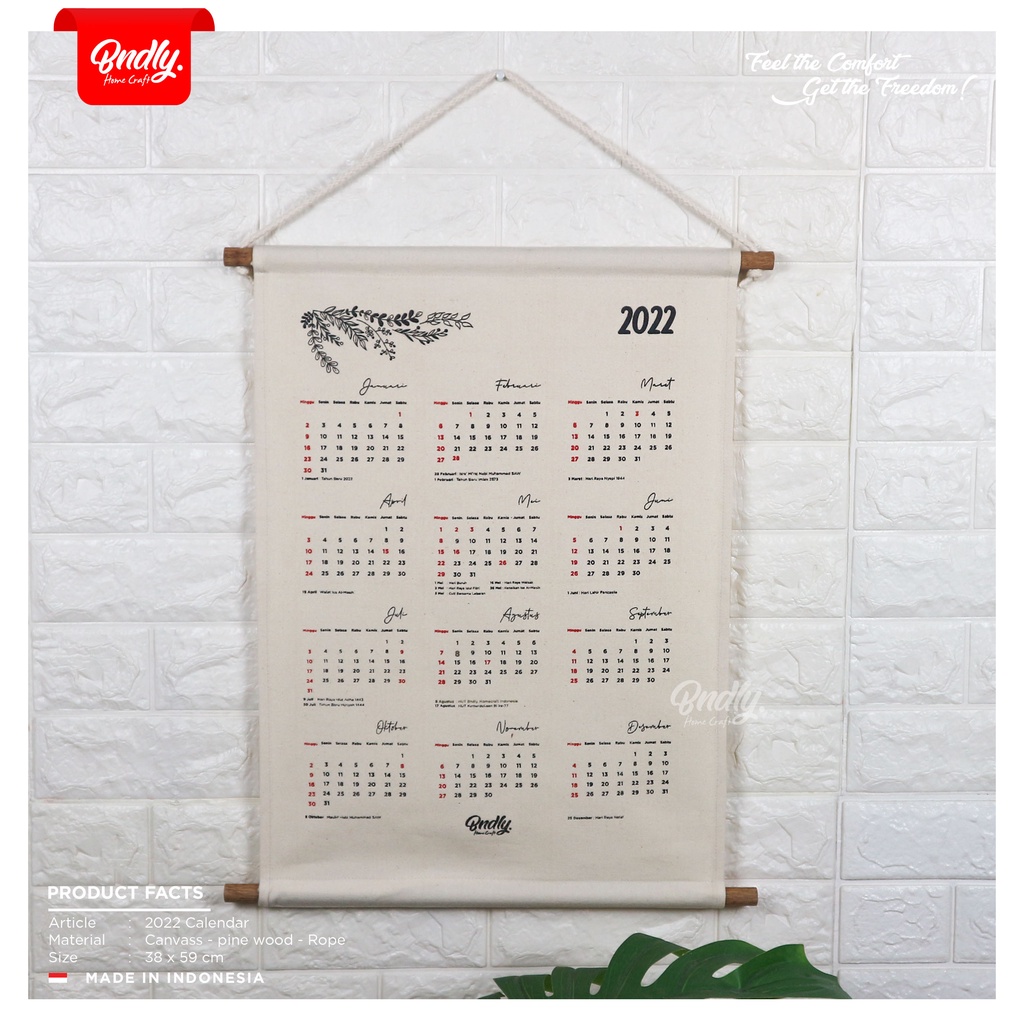 Jual Hanging Calender/Kalender Gantung/Kalender Estetik/Kalender Canvas ...