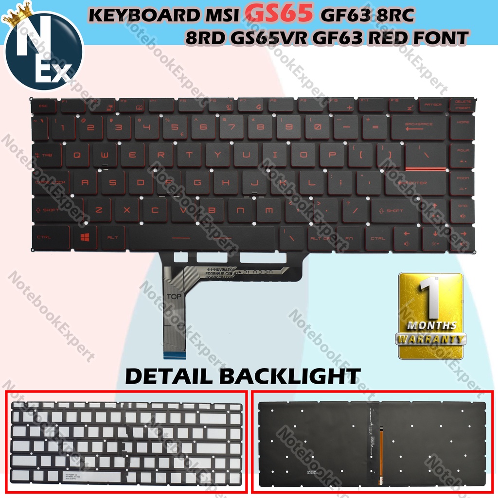 Jual Keyboard Laptop MSI GS65 GF63 8RC 8RD GS65VR MS-16Q1 P65 - red ...