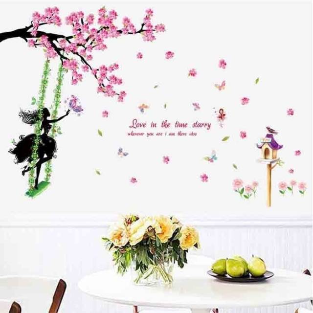 Jual Stiker Dinding 60x90cm Motif Karakter Peri Pohon Bunga Sakura Pink ...