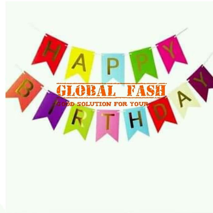 Jual banner HBD pelangi / bunting flag hbd / banner flag ultah tulisan ...