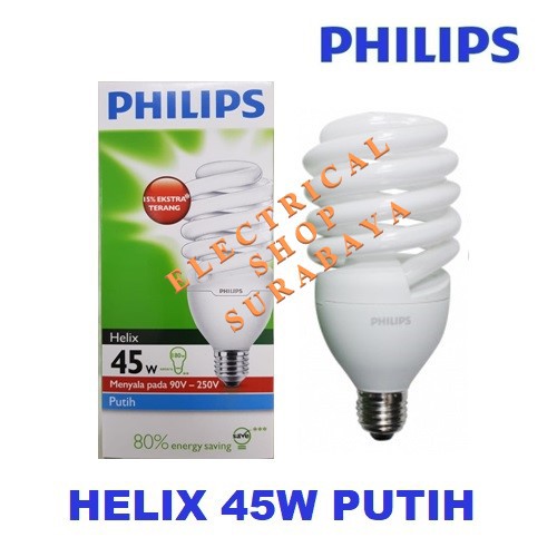 Jual PHILIPS LAMPU HELIX 45W 45 WATT PUTIH - HARGA GROSIR & GARANSI - TORNADO SPIRAL PROMO ...
