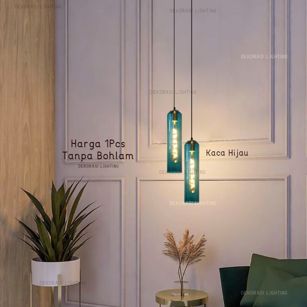 Jual Lampu gantung gold kaca panjang modern cafe ruang tamu kamar tidur ...