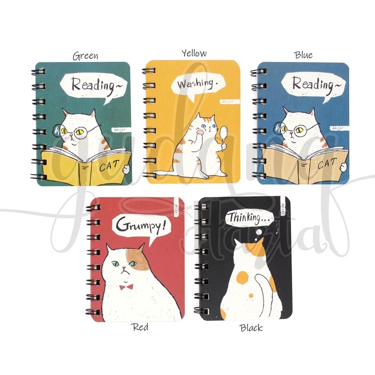 Jual Notebook A7 Spiral Cute Simple Cat Buku Motif Kucing Lucu GH ...