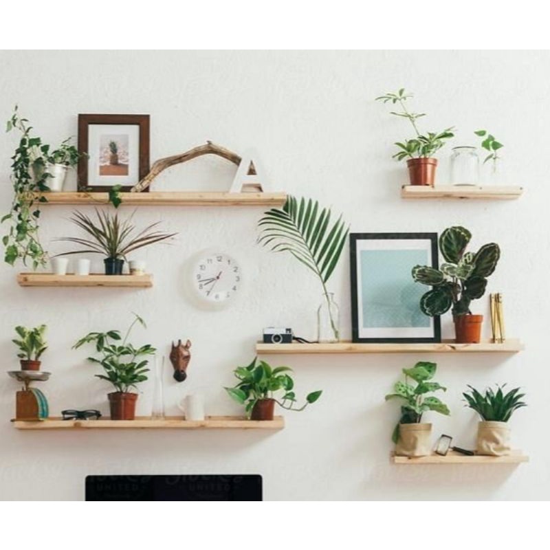 Jual paket hambalan/ambalan kayu/hiasan dinding/rak makeuap/rak bunga ...