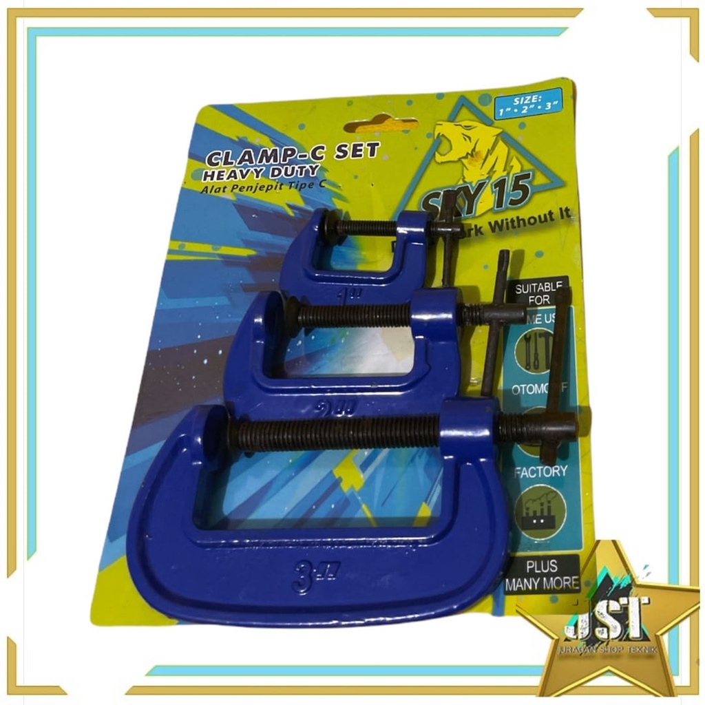 Jual SKY15 Clamp C Set / Klem C 1" 2" 3" / Alat Catok Set 3pcs | Shopee ...
