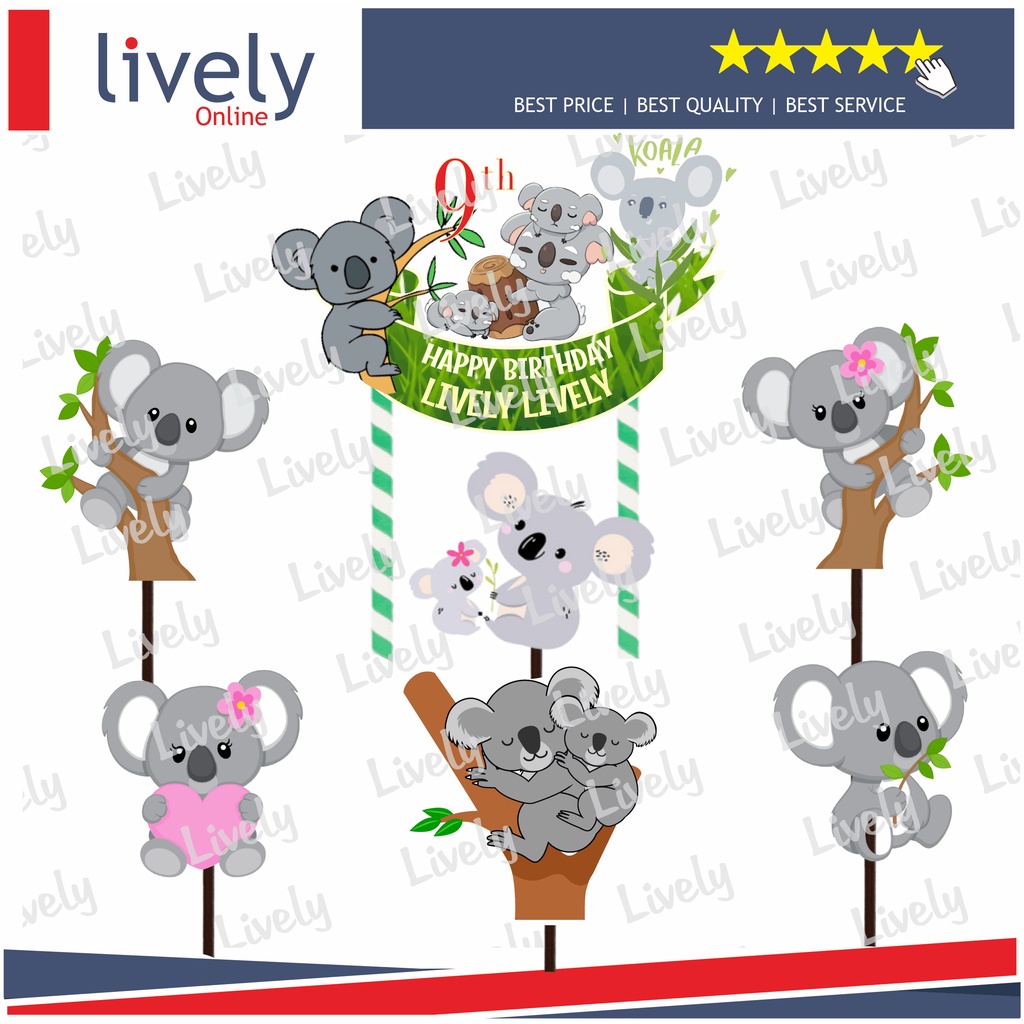 Jual CUSTOM NAMA CAKE TOPPER KARAKTER KOALA HIASAN KUE ULANG TAHUN ...