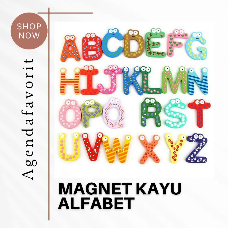 Jual Magnet tempelan kulkas kayu ABC alfabet abjad huruf /mainan magnet ...