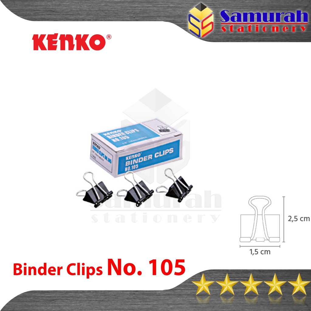 Jual Binder Clips No 105 Kenko / Clip Hitam Penjepit No.105 / Klip ...