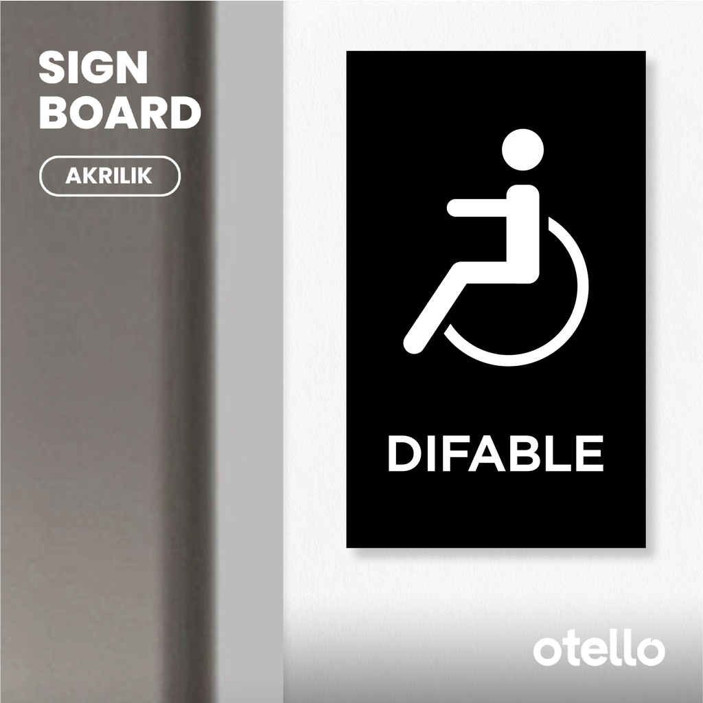 Jual Otello Papan Tulisan Difable Toilet Sign Board Disabilitas Akrilik ...