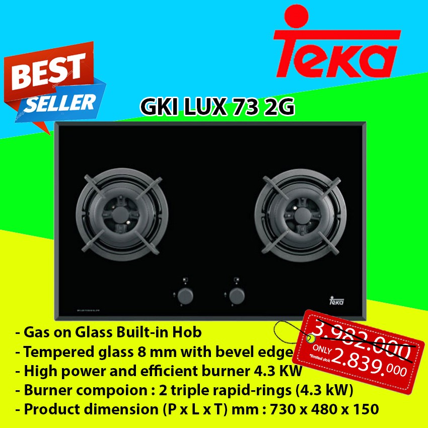 Jual Kompor Tanam by Teka - Glass Hob GKI LUX 73 2G | Shopee Indonesia