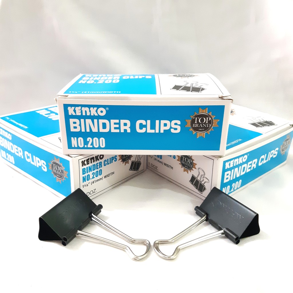 Jual (ISI 12)Penjepit Kertas Binder Clip/Clips No. 200 Kenko Width ...
