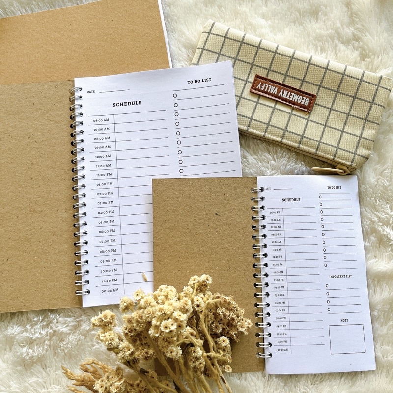 Jual Kraft Cover Spiral Daily Planner 50 Lembar Buku Tulis Catatan ...