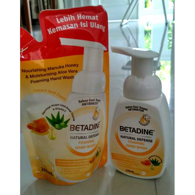 Jual Betadine Foaming HAND WASH (botol pump 225ml + refill 200ml ...