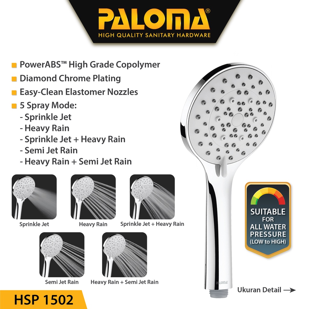 Jual PALOMA HSP 1502 Hand Shower Mandi Handshower Head Kepala Sower ABS | Shopee Indonesia