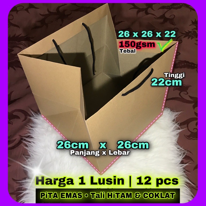 Jual paper bag kotak persegi NASI BOX KOTAK Bento 26 x 26 / Harga 1 LUSIN 12 pcs | Shopee Indonesia