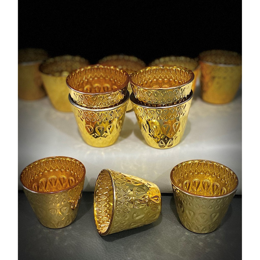 Jual HHS Gelas Air Zamzam Gelas cucing emas Gold/ Sliver Isi 12pcs ...