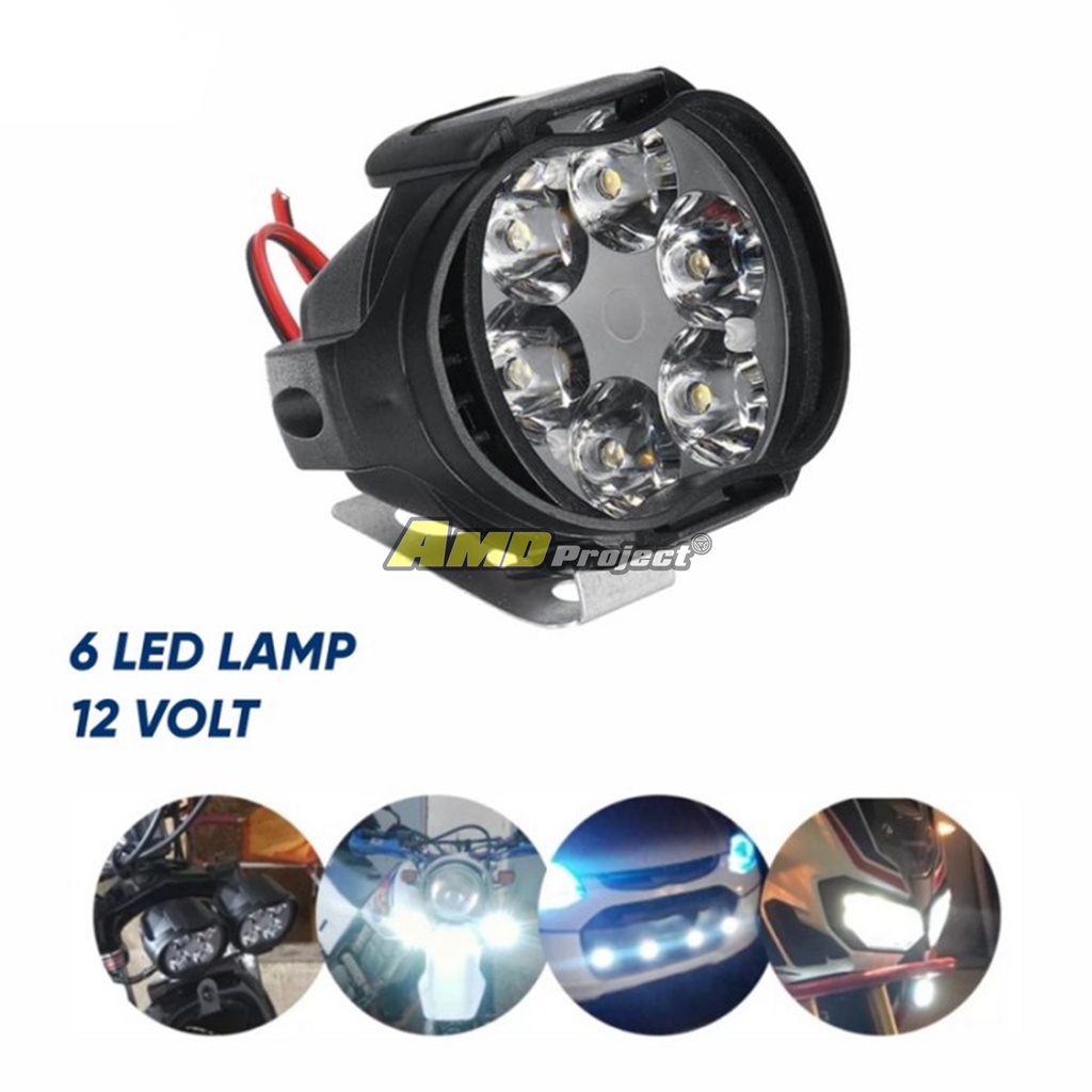 Jual Lampu Tembak 6 Mata 12V 6W Led Sorot Motor Spotlight Cree Original ...