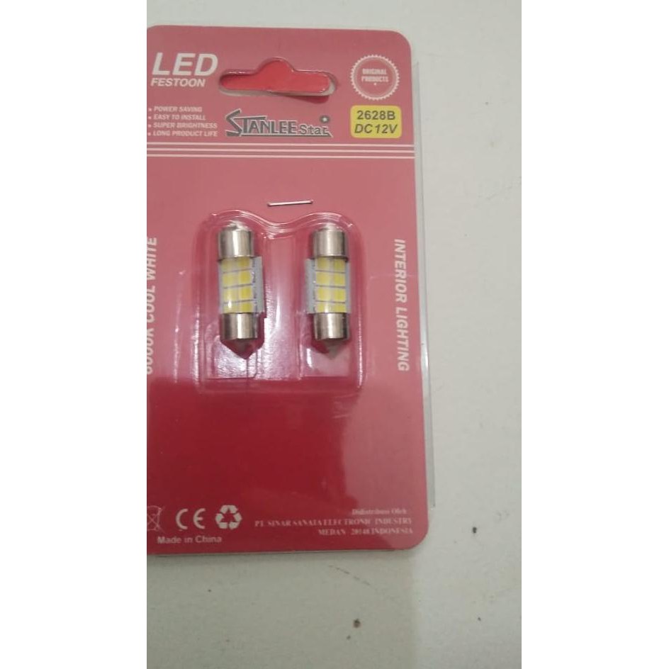 Jual TERBARU Bohlam Lampu Kabin Plafon LED Mobil T8 28mm 12V 6000K ...