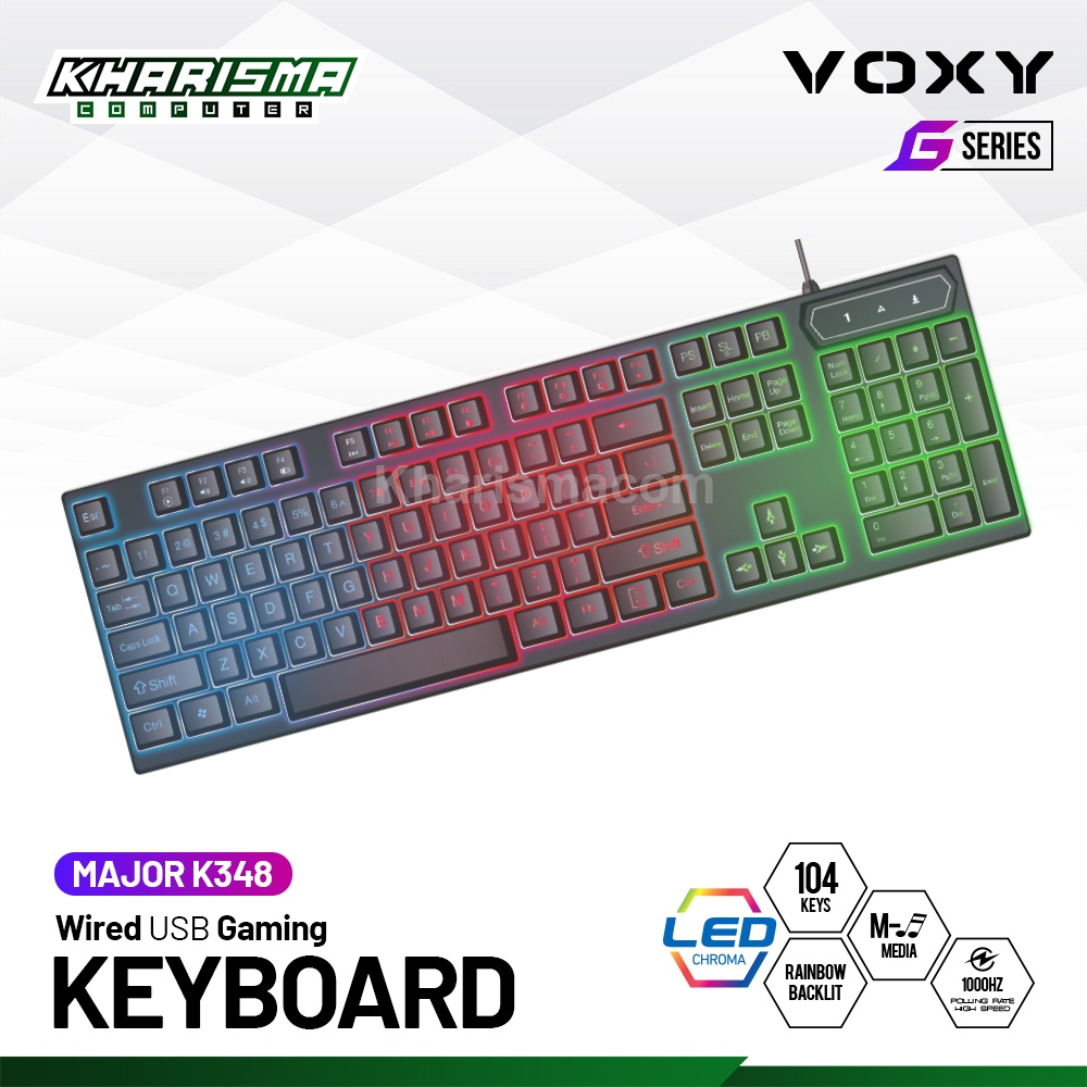 Jual KEYBOARD GAMING VOXY MAJOR K348 LED RGB / KEYBOARD GAMING RGB | Shopee Indonesia