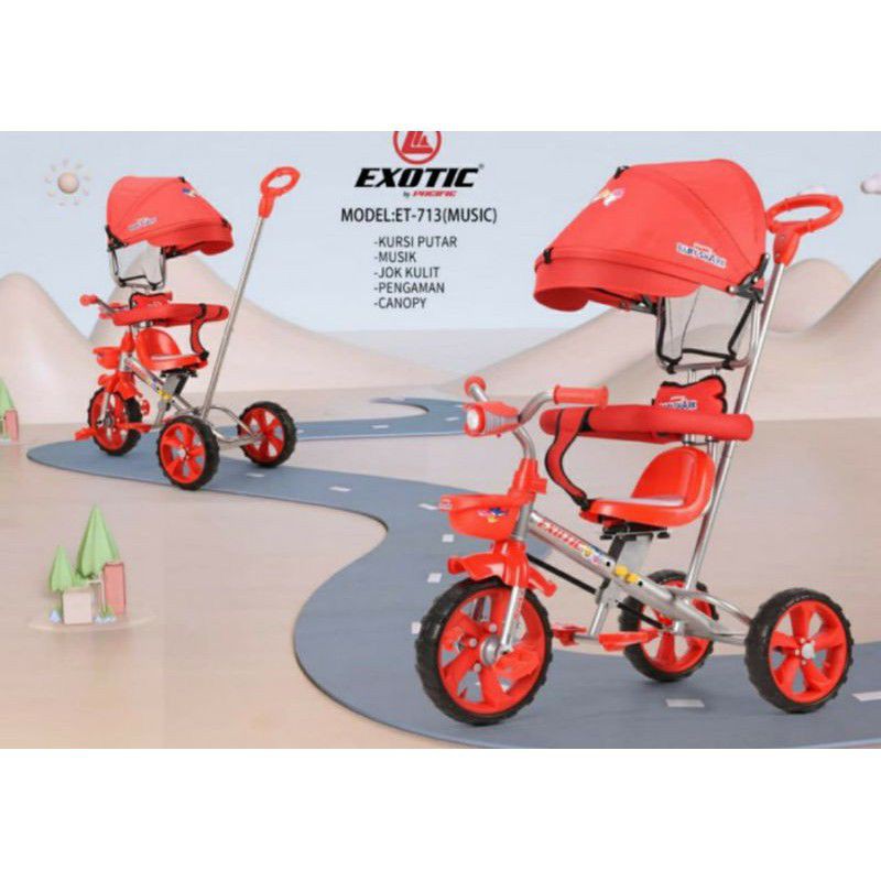 Jual Sepeda roda tiga exotic pinkfong ET 713 music dorongan | Shopee ...