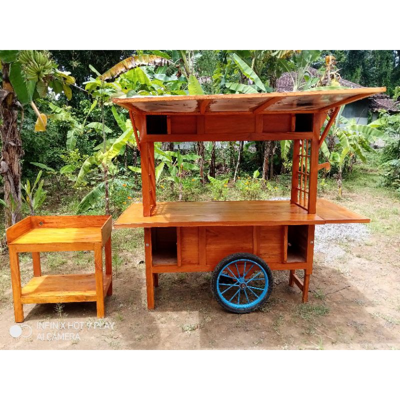 Jual gerobak kayu dan satu meja kompor dua tungku free ongkir | Shopee ...