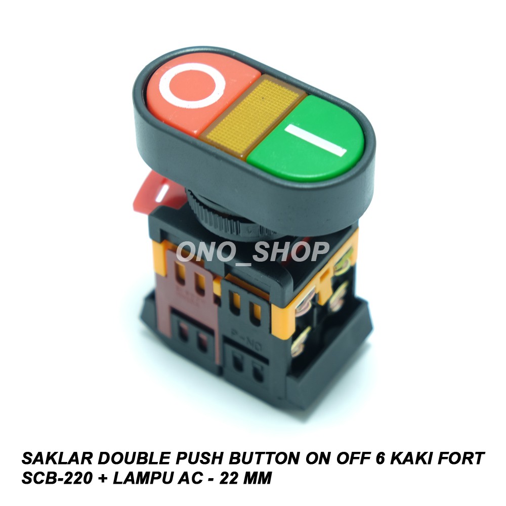 Jual Saklar Double Push Button On Off 6 kaki Fort SCB-220 + Lampu AC ...
