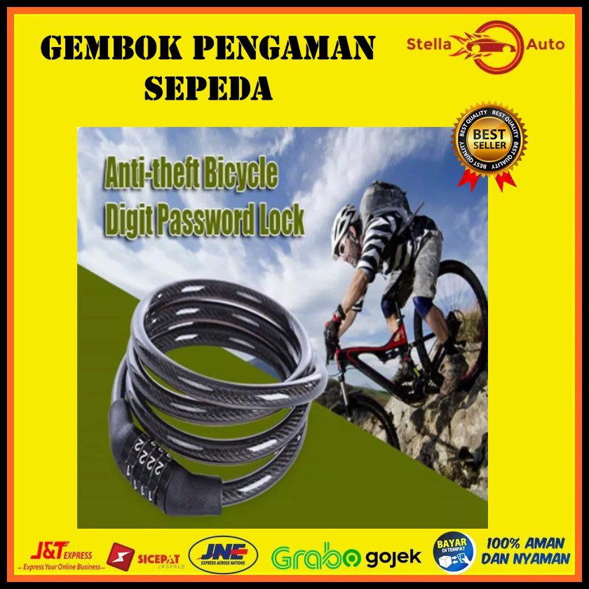 Jual Gembok Sepeda Gembok Kunci Pengaman Sepeda Motor Helm Kabel Cable ...