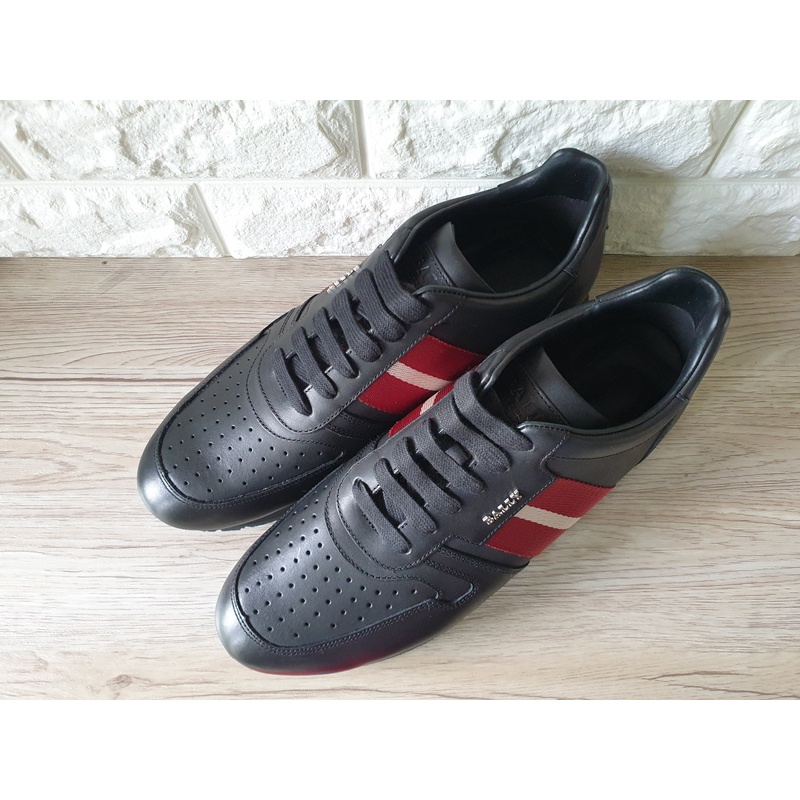 Jual SEPATU PRIA BRANDED BALLY BLACK LIST RED WHITE LEATHER | Shopee ...
