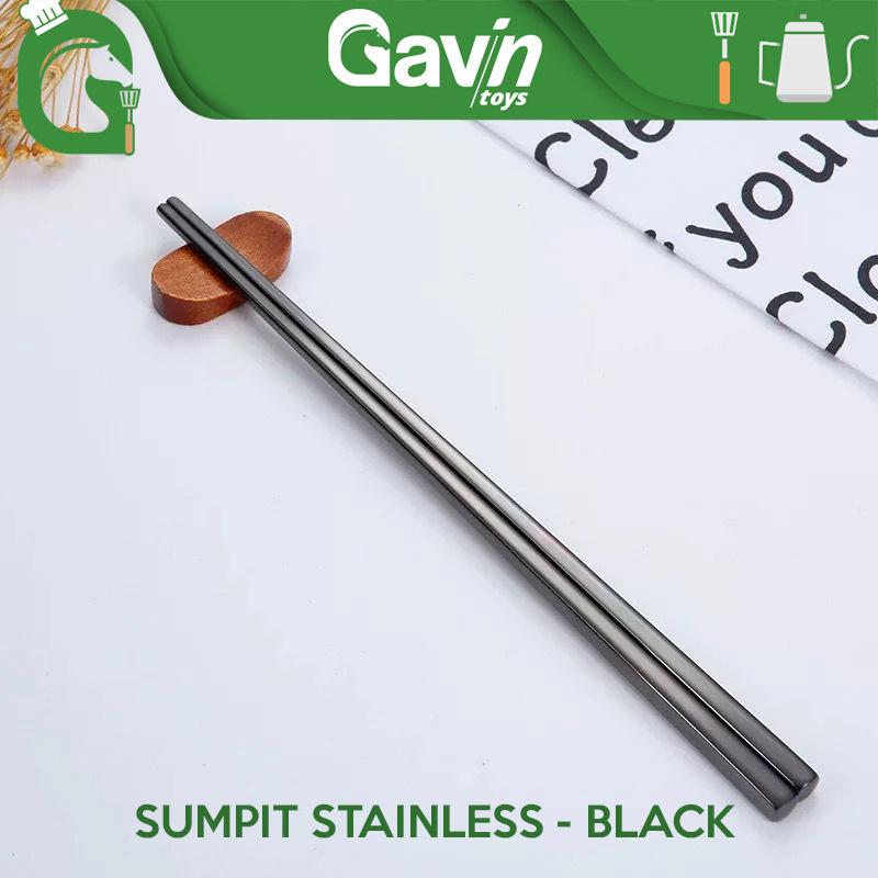 Jual Stainless Chopstick Hitam Sumpit Makan Black Stainless Sumpit ...