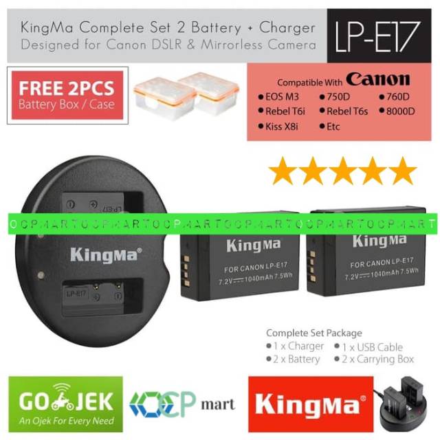 Jual Baterai KINGMA Canon LP-E17 2x Dual Charger LC E17 M3 M5 M6 750D ...