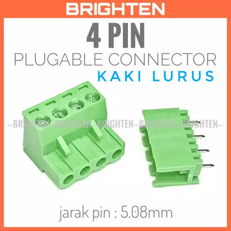 Jual Plugable Connector 4p Terminal Blok 4 pin Hijau Lurus 5.08mm ...