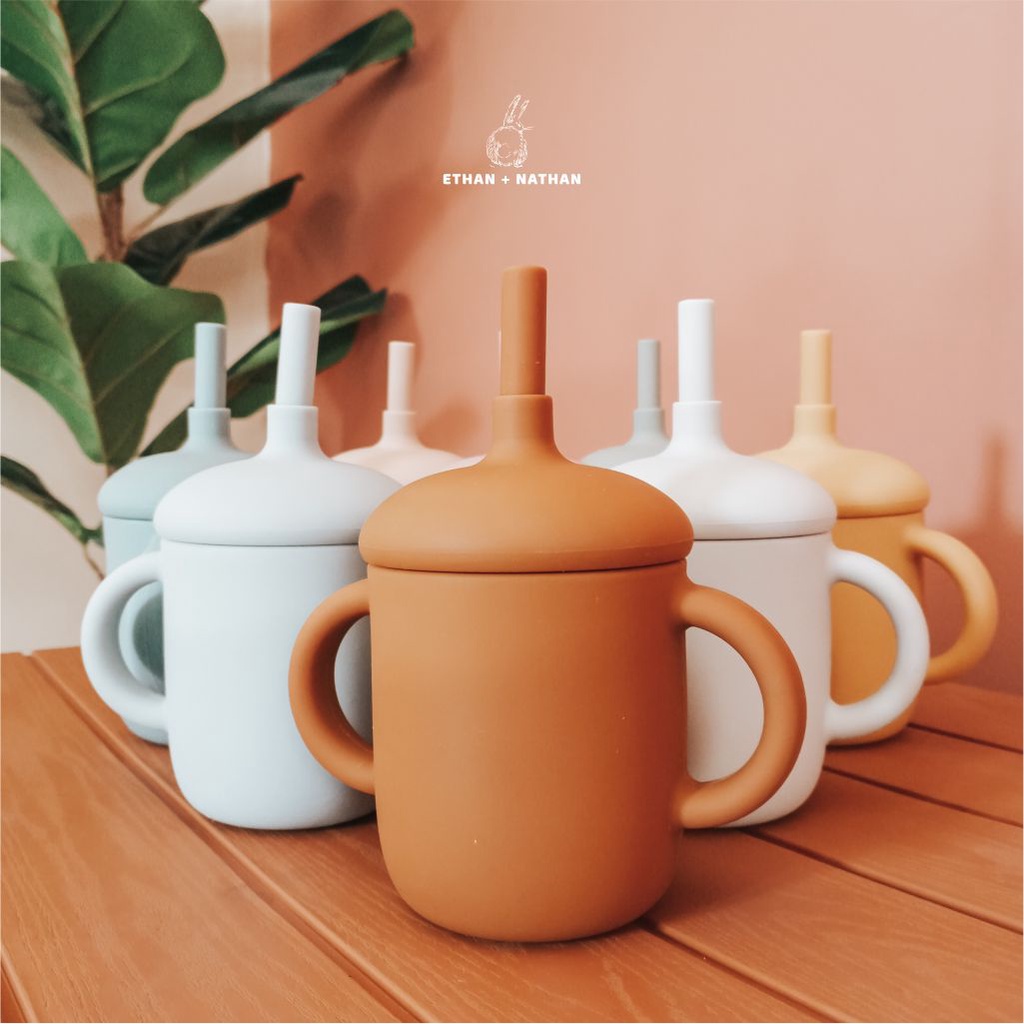 Jual Ethan + Nathan Baby Silicone Straw Glass / Alat Makan Bayi / Gelas ...